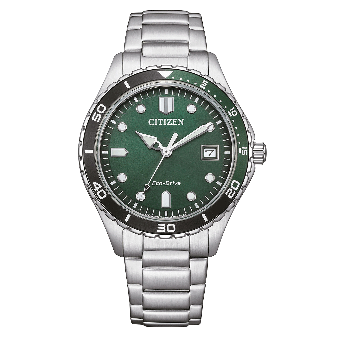 Citizen Eco Drive Herrenuhr AW1828-80X Silber, Schwarz, Grün, Edelstahl ...